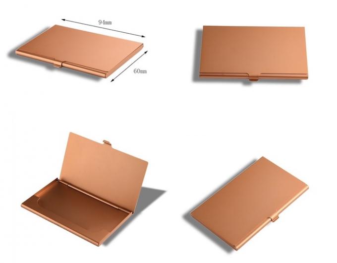 Modern Simplify 94*60mm Aluminium Card Wallets Anodizing Gold Color